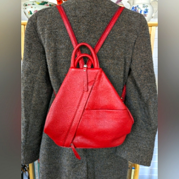 Vera Pelle | Bags | Red Leather Vera Pelle Purse Backpack | Poshmark